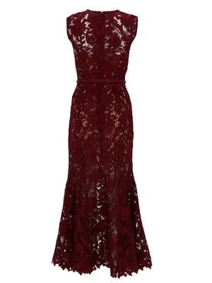 SELF-PORTRAIT Floral Lace Midi Dress - Multicolor