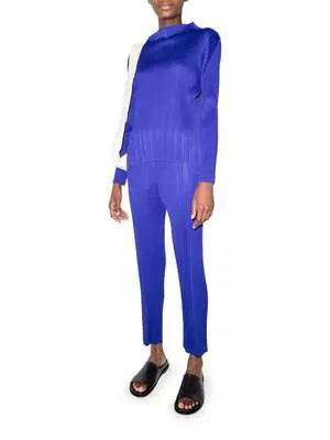 Issey Miyake High Neck Pleated Long Sleeve Top