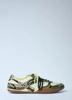 Miu Miu Textured Sneakers With Embossed Logo - Yellow