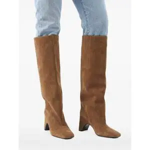 Coperni Knee High Square Toe Block Heel Boots - Brown