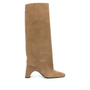 Coperni Knee High Square Toe Block Heel Boots - Brown