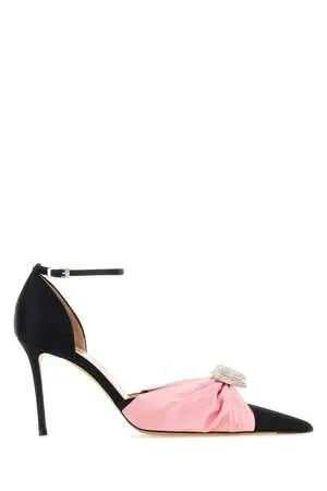 Mach & Mach Satin Pumps With Embellished Bow Detail - Black