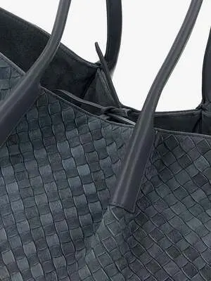 Bottega Veneta Pinacoteca Suede Handbag With Intrecciato Motif - Multicolor