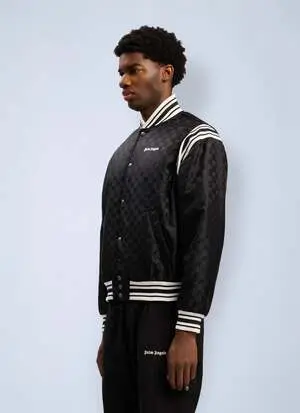 Palm Angels Monogram Jacquard Bomber Jacket With Striped Ribbing