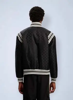 Palm Angels Monogram Jacquard Bomber Jacket With Striped Ribbing