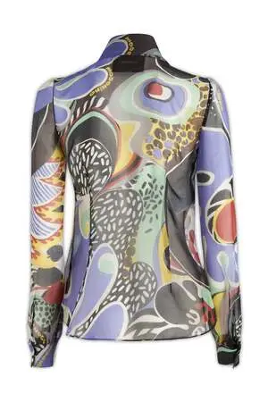 Moschino Abstract Print" Silk Blend Blouse With Pussy Bow