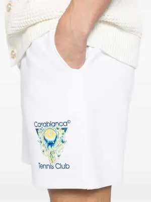 Casablanca Cotton Loopback Shorts With Tennis Ball Motif