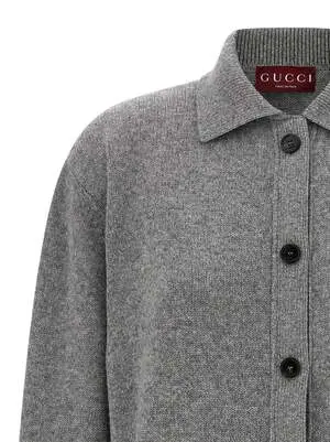 Gucci Polo Cardigan With Web Band Intarsia