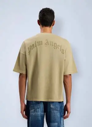 Palm Angels Curved Logo Loose Collar T-shirt