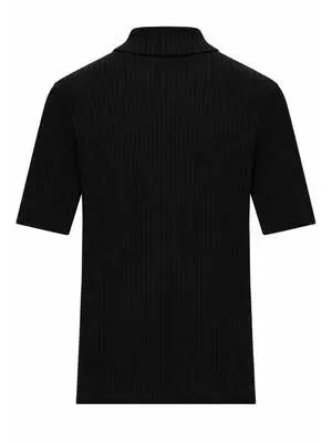 COURREGES Rib Knit High Neck Top - Black