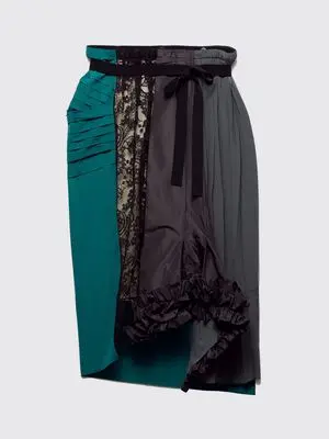 Prada Silk Blend Gathered Ruffle Skirt - Gray