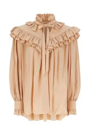 Chloé Ruffled High Neck Blouse