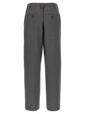 Brunello Cucinelli Tropical Luxury Wool Sartorial Baggy Pants - Gray