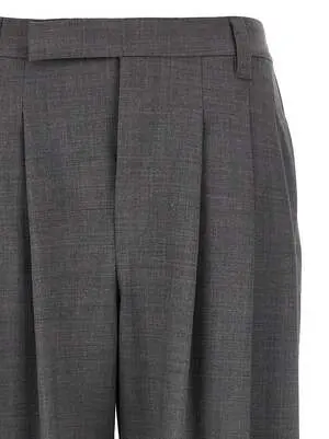 Brunello Cucinelli Tropical Luxury Wool Sartorial Baggy Pants - Gray