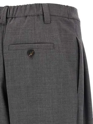 Brunello Cucinelli Tropical Luxury Wool Sartorial Baggy Pants - Gray