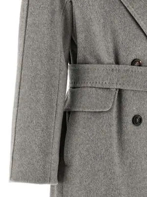 Max Mara Panteon Double Breasted Coat - Gray