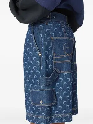 MARINE SERRE All Over Moon Denim Bermuda Shorts - Multicolor
