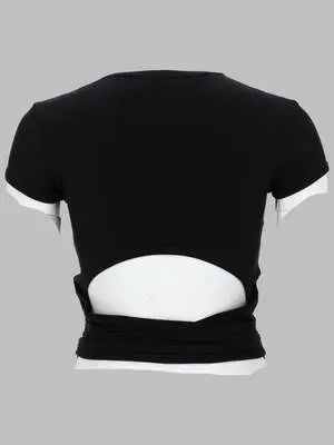 DIESEL® Ribbed T-shirt With Drawstring Detail - Black