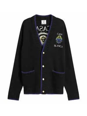 Casablanca Flaming Tennis Ball V-neck Cardigan - Black