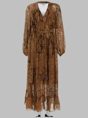 Zimmermann Paisley Print Belted Dress - Cream