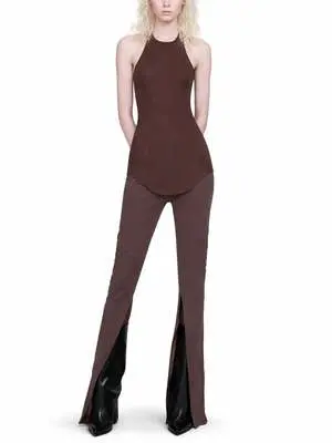 Rick Owens Ribbed Viscose And Silk Blend Halter Neck Top