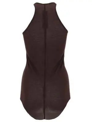 Rick Owens Ribbed Viscose And Silk Blend Halter Neck Top