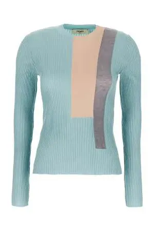 Fendi FENDI Ribbed Knit Top With Colorblock Detail Multicolor