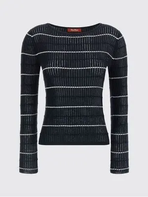 Max Mara Ribbed Knit Sweater With Striped Detail - Blue