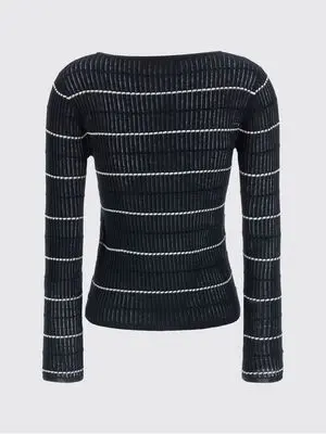 Max Mara Ribbed Knit Sweater With Striped Detail - Blue