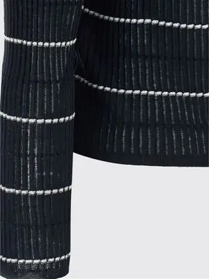 Max Mara Ribbed Knit Sweater With Striped Detail - Blue