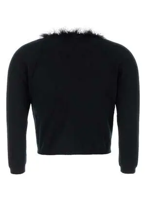 Prada Cashmere Cardigan With Feather Trim