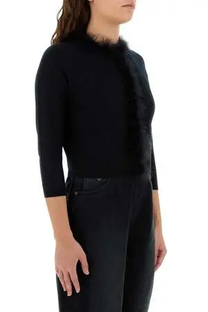 Prada Cashmere Cardigan With Feather Trim