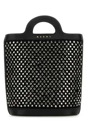 Marni Embellished Mesh Tropicalia Handbag - Black