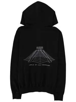 Rick Owens Oversized Printed Cotton Hoodie - Black