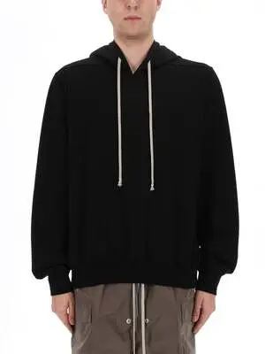 Rick Owens Oversized Printed Cotton Hoodie - Black