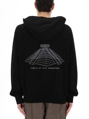 Rick Owens Oversized Printed Cotton Hoodie - Black