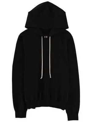 Rick Owens Oversized Printed Cotton Hoodie - Black