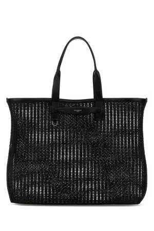 Dolce & Gabbana Mesh Tote Bag With Silver Metal Finishing - Black