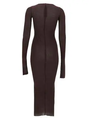 Rick Owens Long-sleeved Midi Dress - Brown