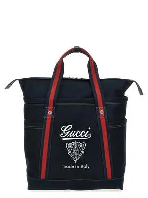 Gucci GUCCI Large Shopping Bag With Coat Of Arms Print Blue
