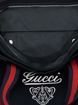 Gucci Large Shopping Bag With Coat Of Arms Print - Blue