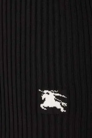 Burberry Ribbed Turtleneck Top With Houndstooth Scarf Detail