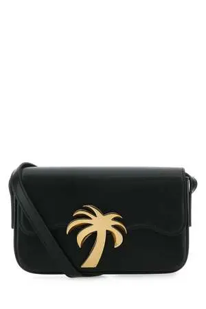 Palm Angels Gold Tone Palm Tree Logo Flap Shoulder Bag - Multicolor