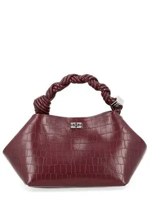 GANNI Croc Effect Top Handle Bag