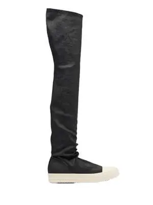 Rick Owens High Sock Denim Boots - Black