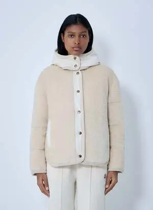 Moncler Ciboulette Short Padded Down Jacket With High Collar - White