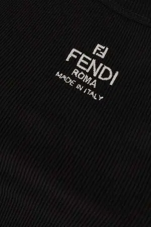 Fendi Ribbed Tank Top With Logo Detail - Multicolor