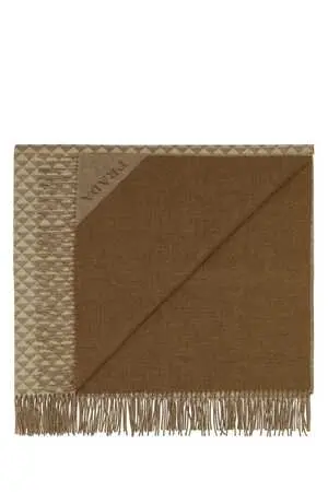 Prada Embroidered Wool Blend Symbole Double Blanket - Multicolor