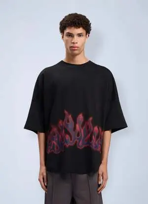 Palm Angels Flames Over T-shirt - Black