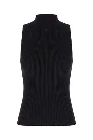 COURREGES Ribbed Knit High Neck Top